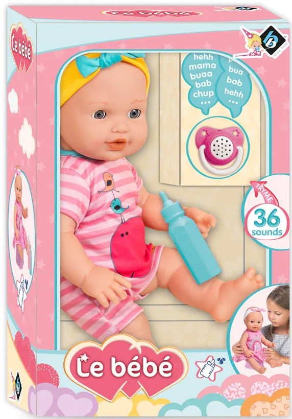Кукла-бебе Loko Toys - Le Bebe, с шише и магическа залъгалка, 40 cm ...