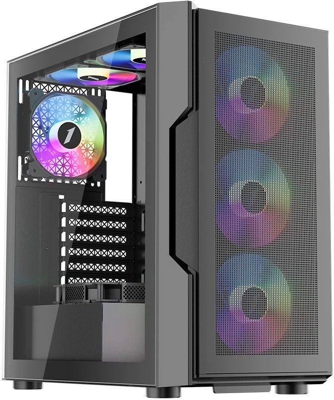 Кутия 1stPlayer - TRILOBITE T7-P, mid tower, черна/прозрачна | Ozone.bg