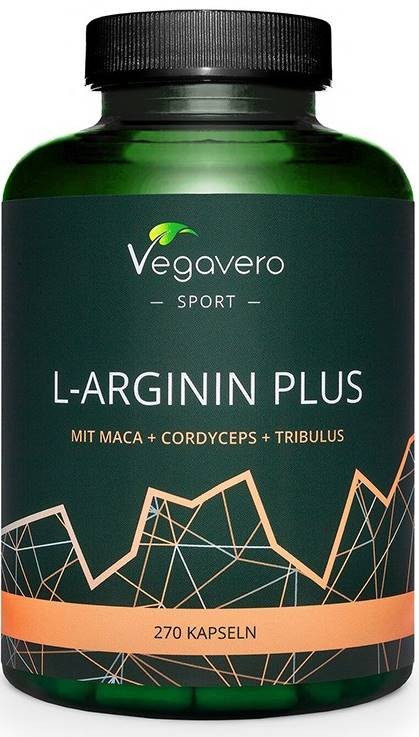 L-Arginin Plus Mit Maca + Cordyceps + Tribulus, 270 капсули, Vegavero ...