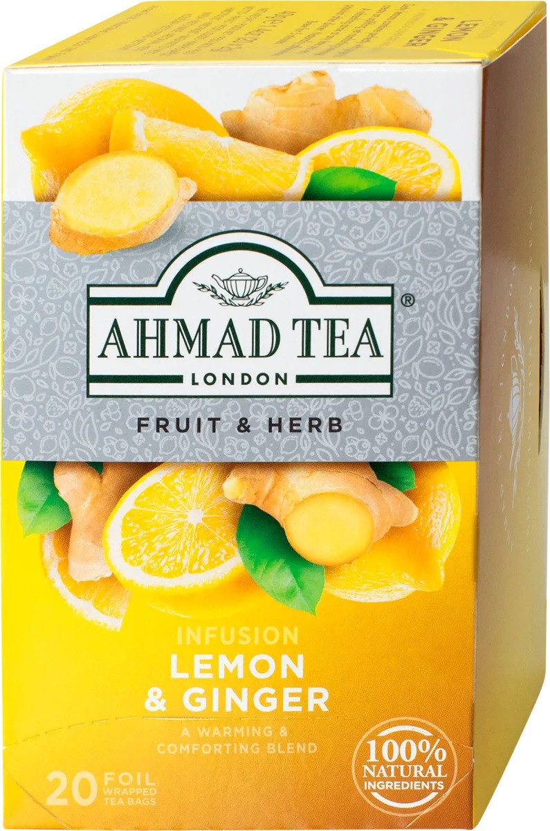 Lemon & Ginger Плодов чай, 20 пакетчета, Ahmad Tea | Ozone.bg