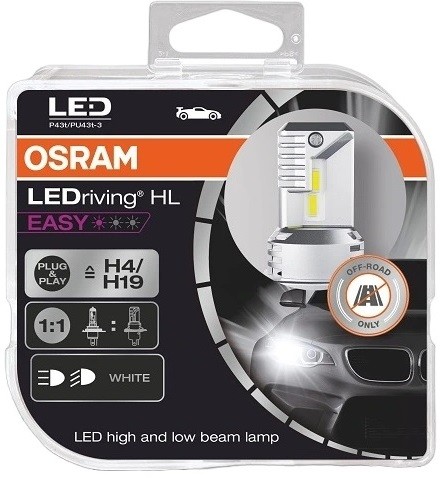 LED автомобилни крушки Osram - LEDriving, HL Easy, H4/H19, 19W, 2 броя ...