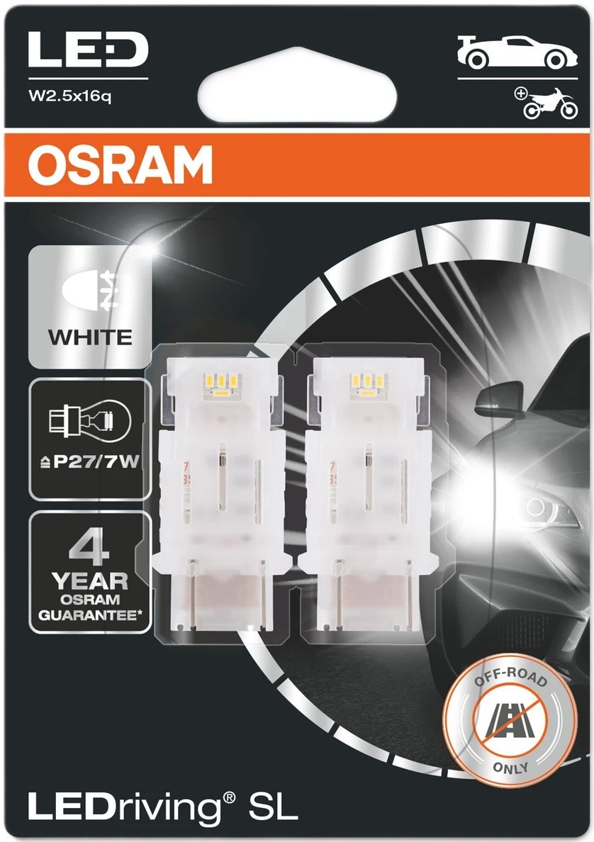 LED Автомобилни крушки Osram - LEDriving SL, P27/7W, 1.7W, 2 броя, бели ...