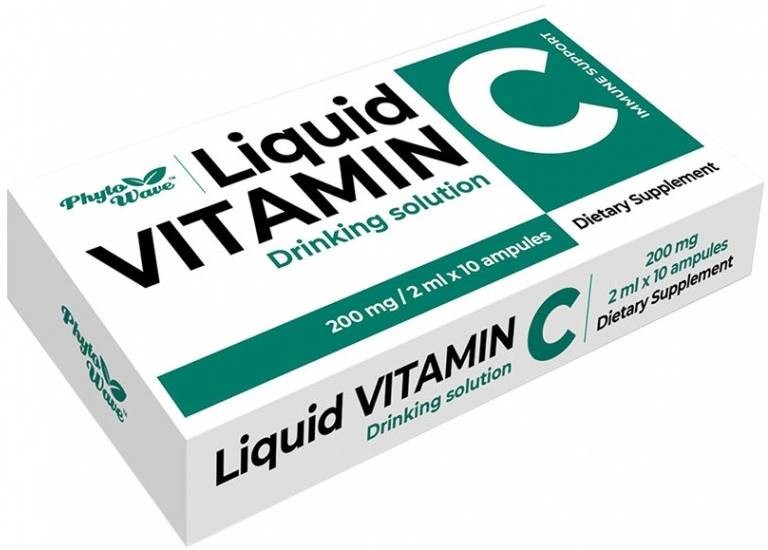 Liquid Vitamin C, 200 mg/2 ml, 10 ампули, Phyto Wave | Ozone.bg