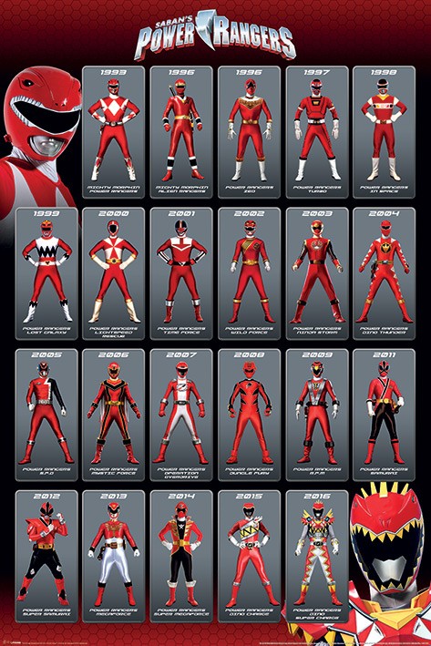 Макси плакат Pyramid Television: Power Rangers - Red Ranger Evolution ...