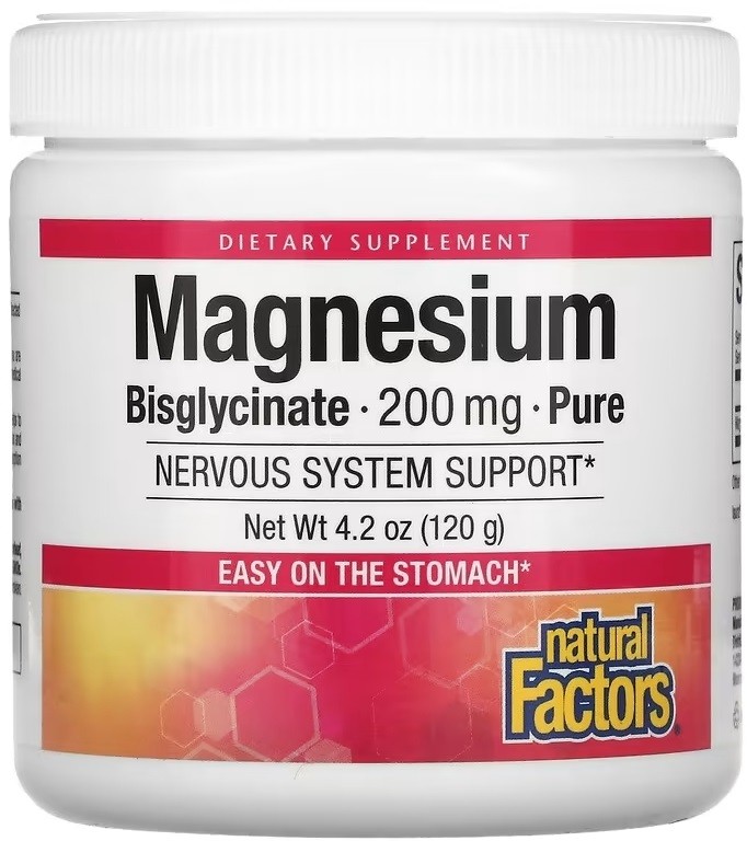 Magnesium Bisglycinate Pure, 200 mg, 120 g, Natural Factors | Ozone.bg
