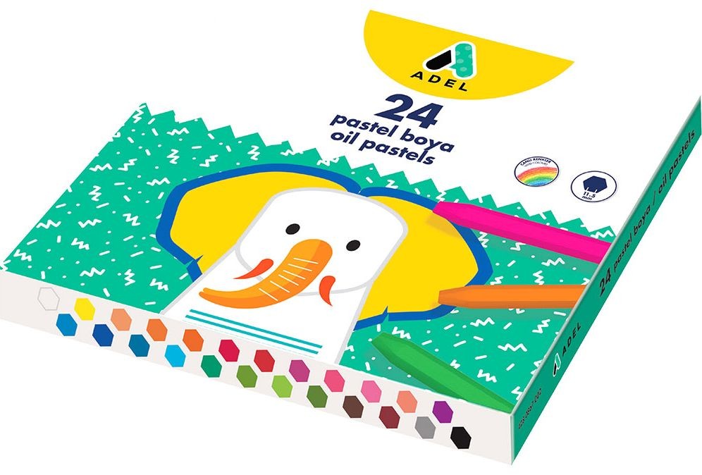 Маслени пастели Adel - 24 цвята, шестоъгълни | Ozone.bg