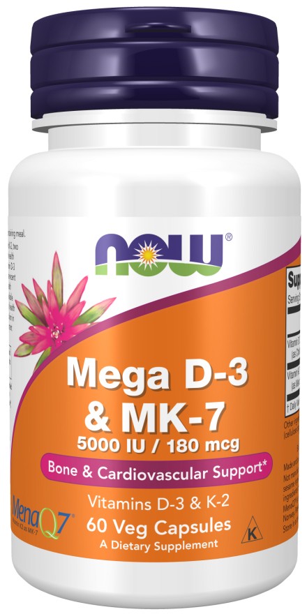 Mega D-3 + MK-7, 60 капсули, Now | Ozone.bg