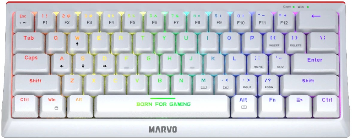 Механична клавиатура Marvo - KG962G Hecate 61R WH White, Red switches ...