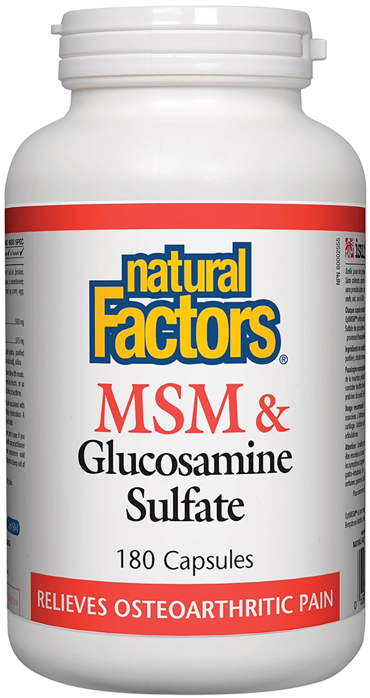 MSM & Glucosamine Sulfate, 180 капсули, Natural Factors | Ozone.bg