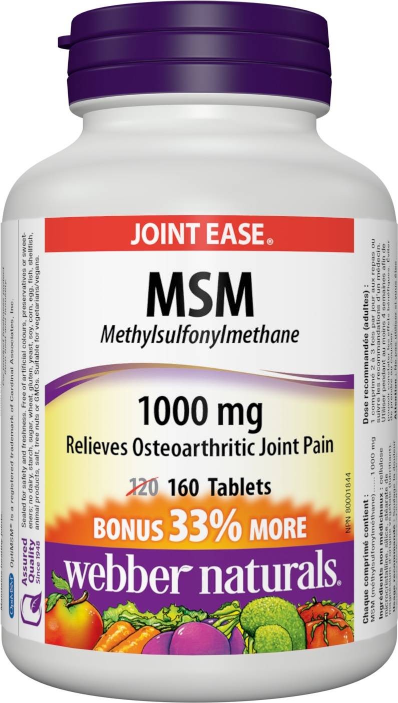 MSM, 1000 mg, 160 таблетки, Webber Naturals | Ozone.bg