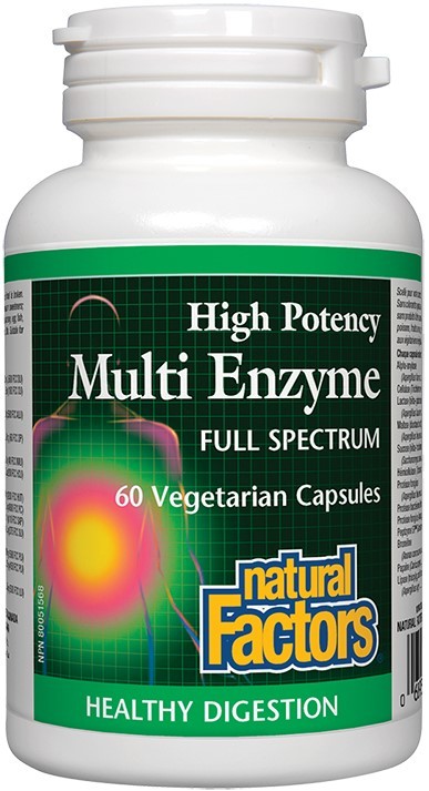 Multi Enzyme Full Spectrum, 450 mg, 60 капсули, Natural Factors | Ozone.bg