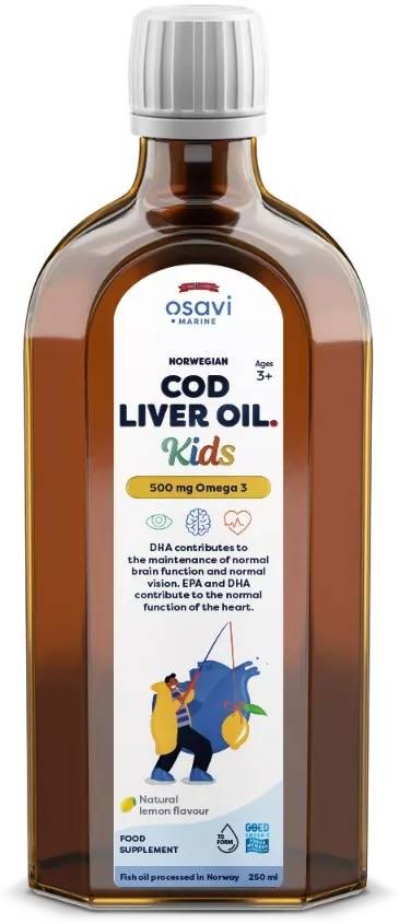 Norwegian Cod Liver Oil Kids, 500 mg, лимон, 250 ml, Osavi | Ozone.bg