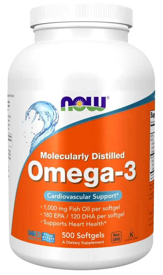 Omega-3 Molecularly Distilled, 500 капсули, Now | Ozone.bg