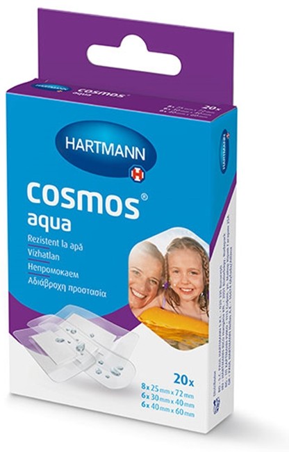 Cosmos Aqua Пластири за малки рани, 3 размера, 20 броя, Hartmann | Ozone.bg