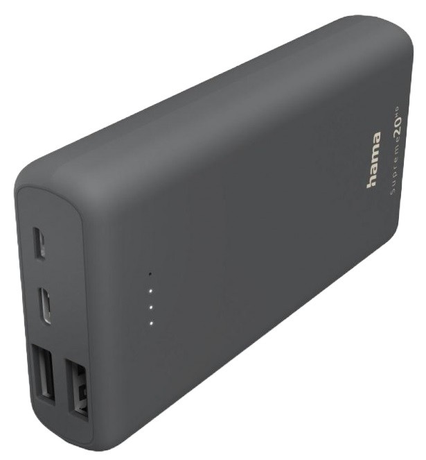 Портативна батерия Hama - Supreme, 20000 mAh, сива | Ozone.bg
