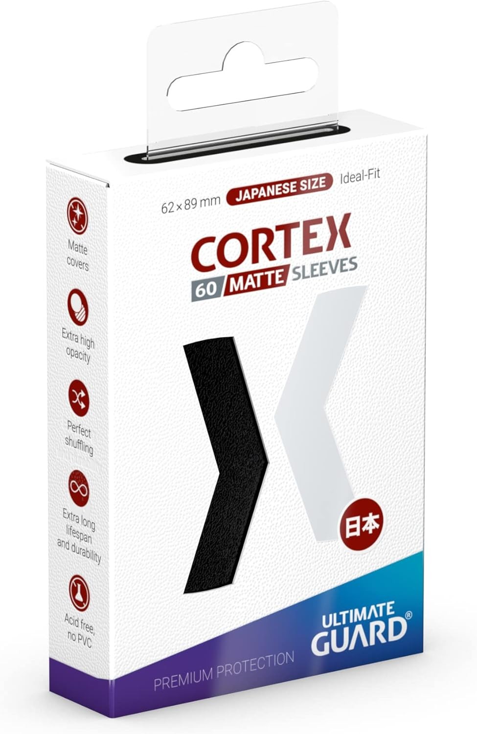 Протектори за карти Ultimate Guard Cortex Sleeves Matte Japanese Size - Черни (60 бр.) | Ozone.bg