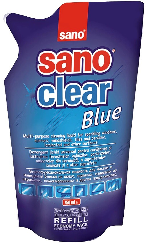 Препарат за прозорци Sano - Clear Blue, 750 ml | Ozone.bg