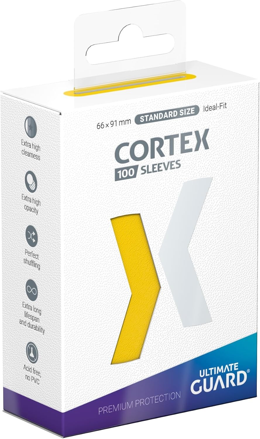 Протектори за карти Ultimate Guard Cortex Sleeves Standard Size, Жълти (100 бр.) | Ozone.bg