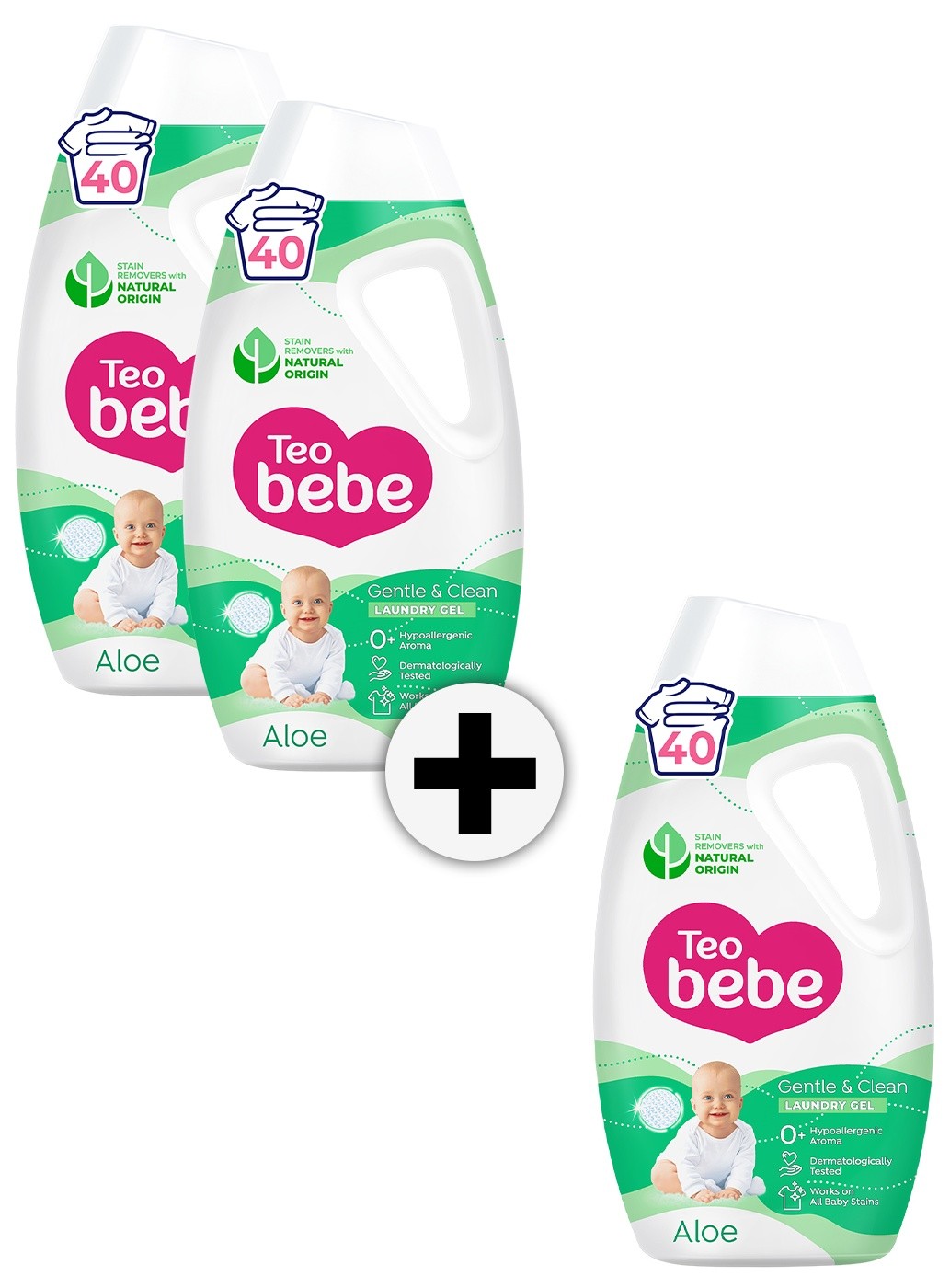 Промо пакет 2+1 Teo Bebe Gentle & Clean - Гел за пране с Алое Вера, 1.8 ...