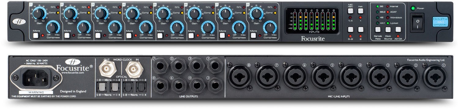 Предусилвател Focusrite - OctoPre MK II Dynamic, черен | Ozone.bg