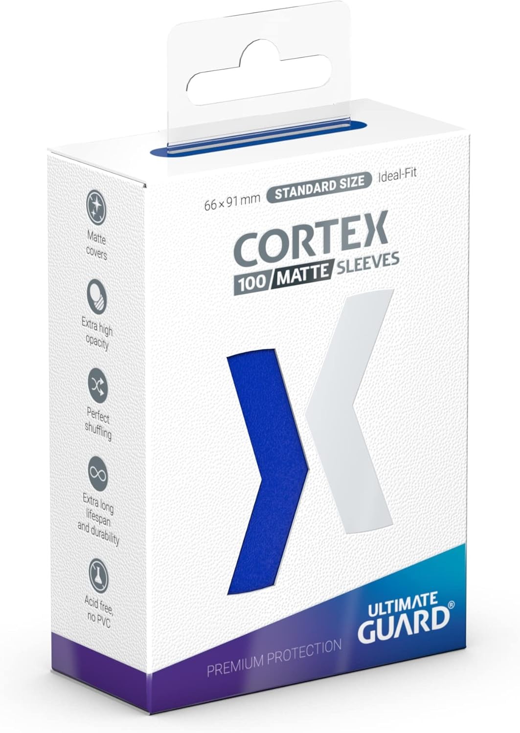 Протектори за карти Ultimate Guard Cortex Sleeves Matte Standard Size, Сини (100 бр.) | Ozone.bg