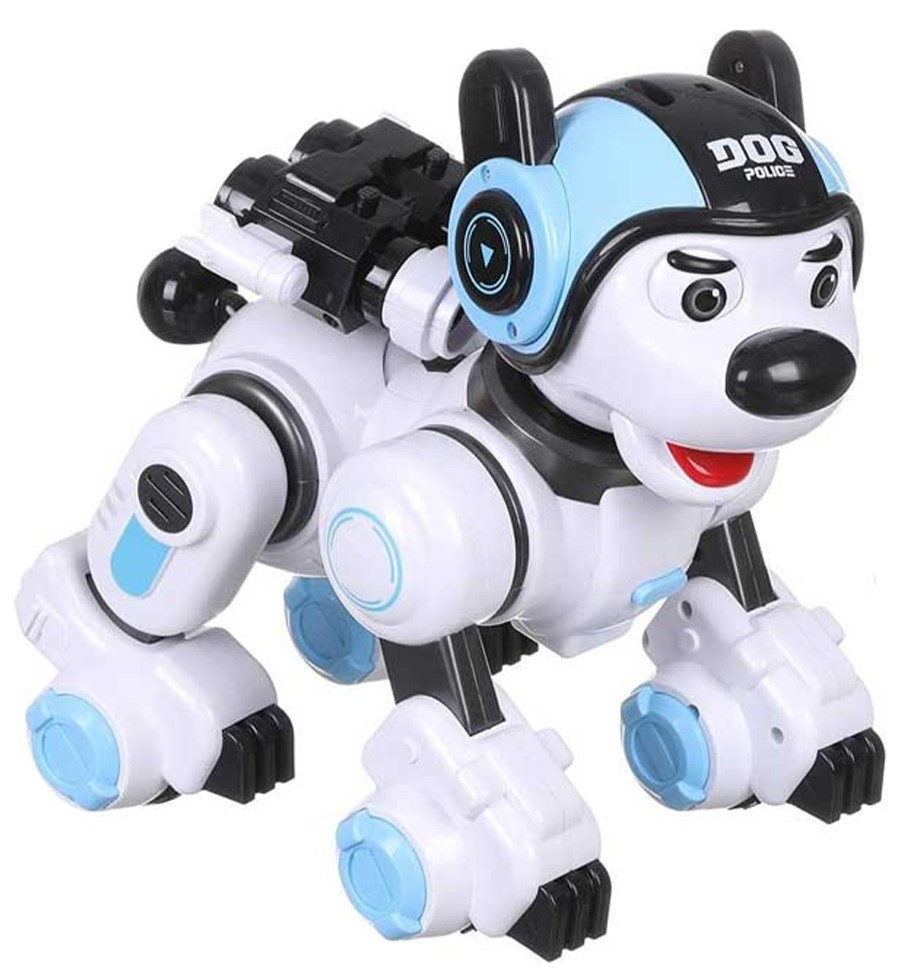 Радиоуправляемо интерактивно полицейско куче-робот Crazon - Със синя ...