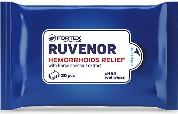 Рувенор Мокри кърпи за хемороиди, 20 броя, Fortex | Ozone.bg