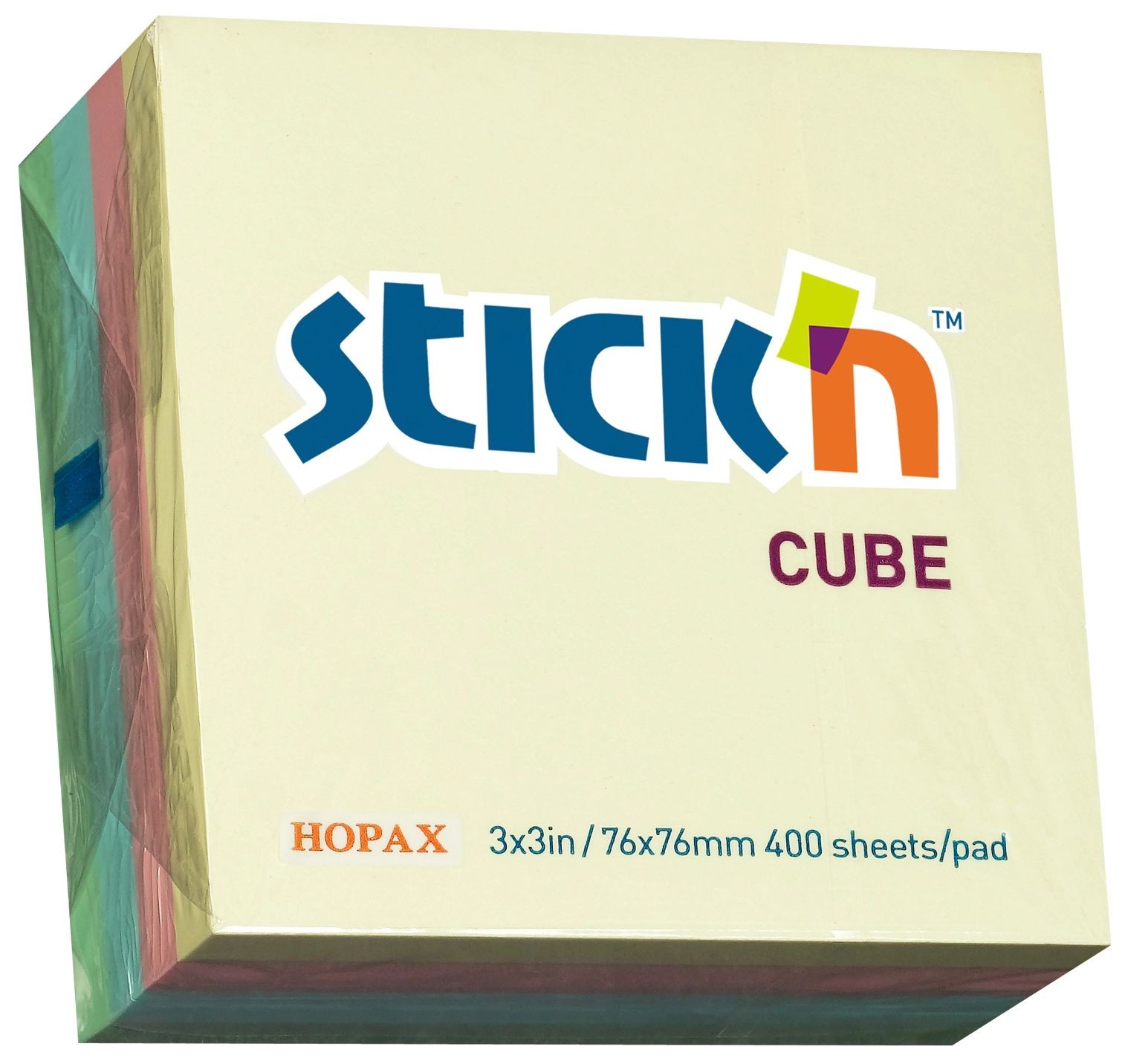 Самозалепващи се листчета Stick'n - 76 x 76 mm, пастелни, 4 цвята, 400 ...