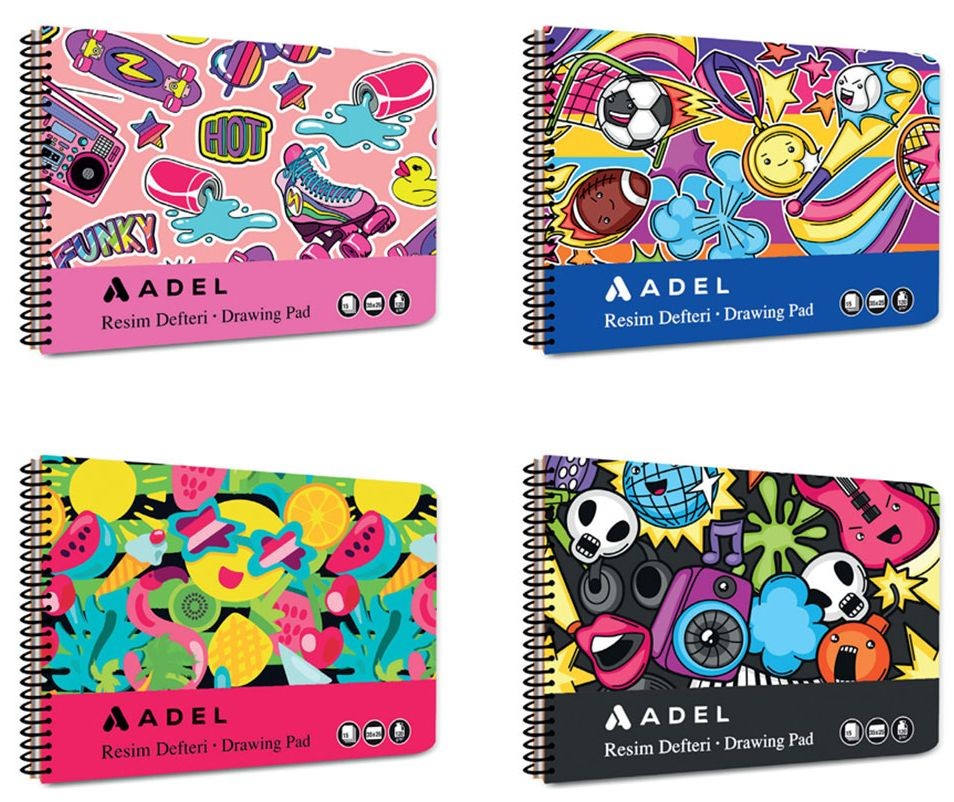 Скицник със спирала Adel - 25 х 35 cm, 15 листа, асортимент | Ozone.bg