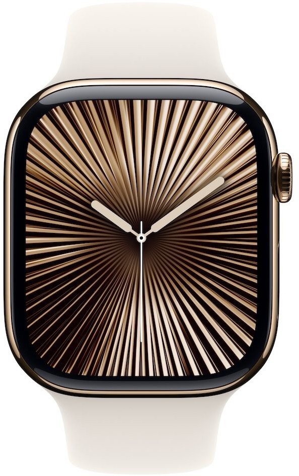 Смарт часовник Apple - Watch S10 Cell, 42 mm, S/M, Gold Titanium Case ...