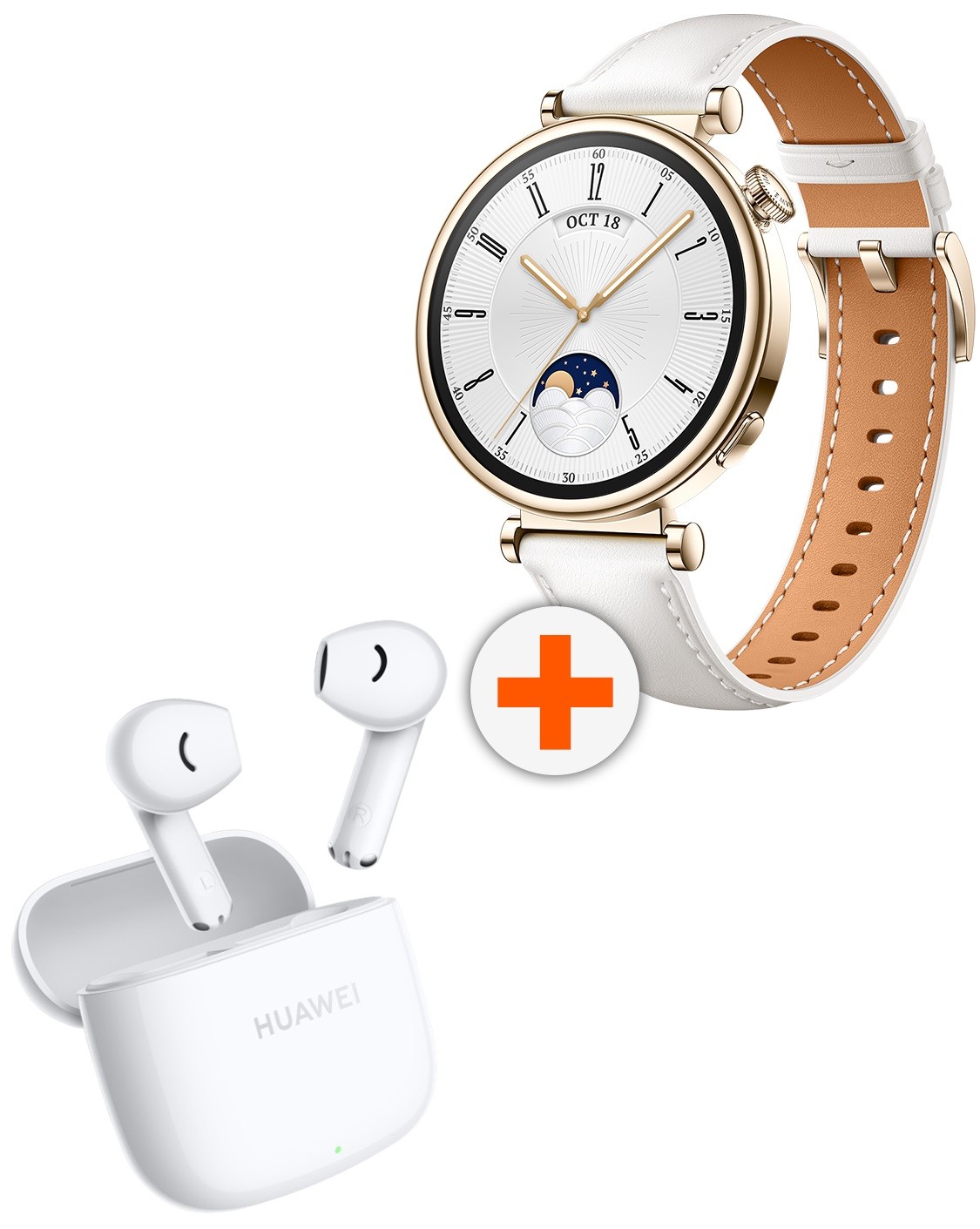 Смарт часовник Huawei - GT4 Aurora, 41mm, Leather + FreeBuds SE 2 ...