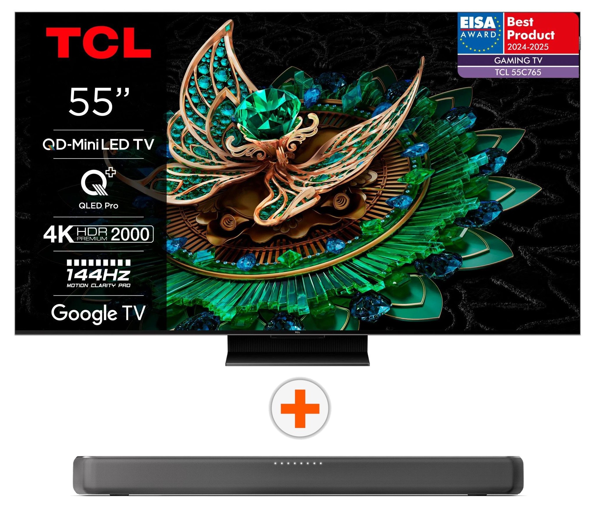 Смарт телевизор TCL - 55C765, 55'', QD-Mini LED + Саундбар Philips ...