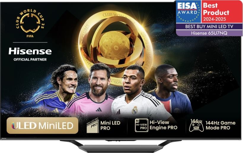 Смарт телевизор Hisense - 65U7NQ, 65'', ULED Mini LED, 4K, черен ТОП ...