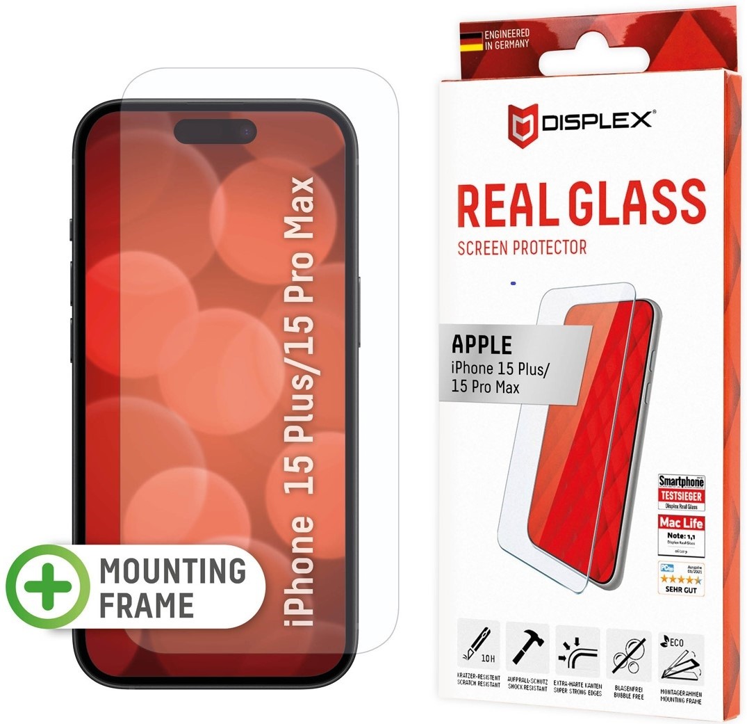Стъклен протектор Displex - Real Glass 2D, iPhone 15 Plus/15 Pro Max ...