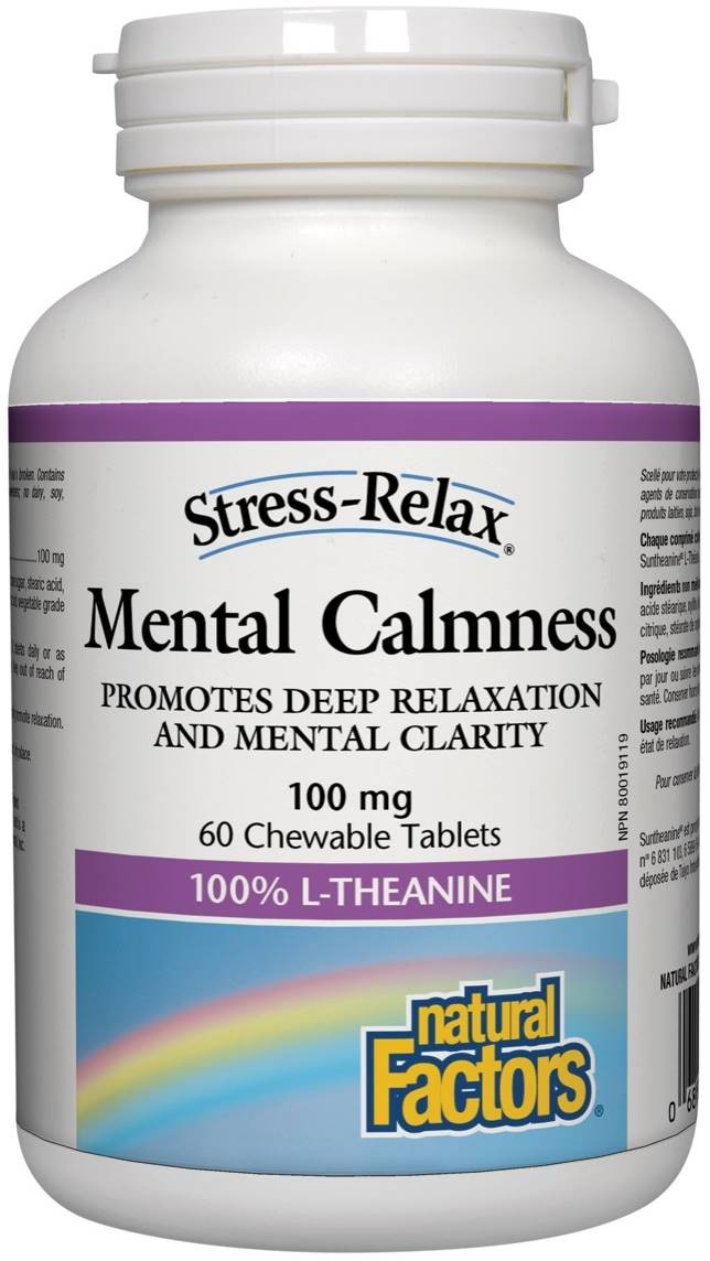 Stress-Relax Mental Calmness, 100 mg, 60 дъвчащи таблетки, Natural ...