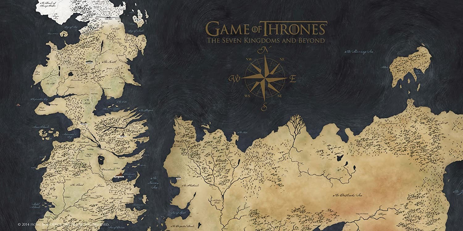 Стъклен плакат SD Toys Television: Game of Thrones - Westeros and Essos ...