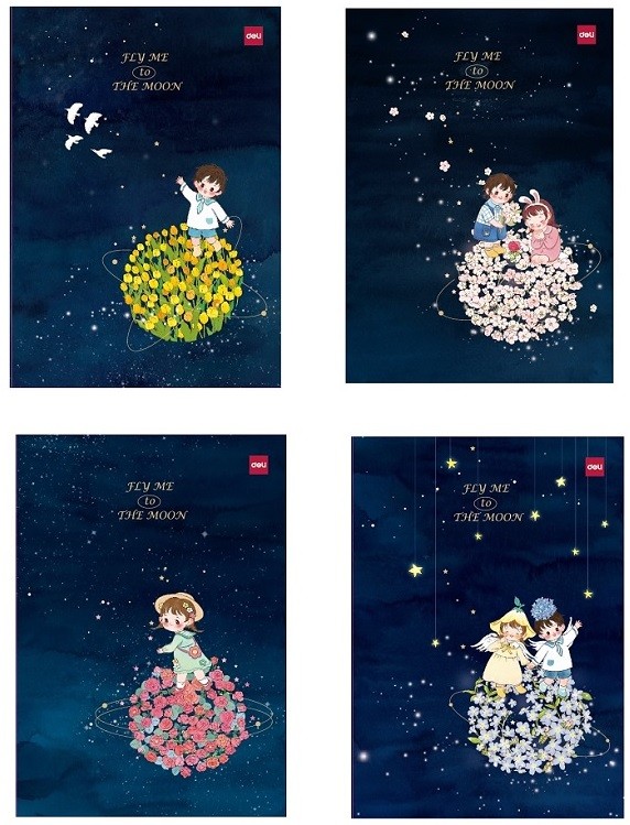 Тетрадка Deli - ENB560, Fly Me to the Moon, B5, 60 листа, меки корици, асортимент | Ozone.bg