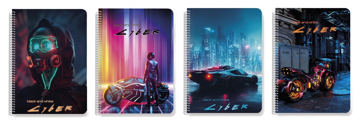 Тетрадка Black&White - Cyber, A4, 105 листа, асортимент | Ozone.bg