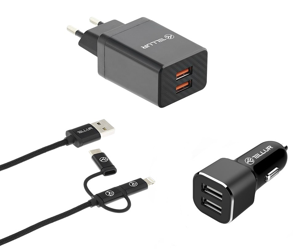 Зарядно Tellur - Travel Charge Kit, черно (разопакован) | Ozone.bg