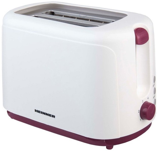 Тостер Heinner - TP-750BG, 750 W, 6 степени, бял/бордо | Ozone.bg