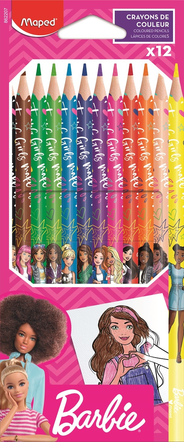 Цветни моливи Maped Barbie - 12 цвята | Ozone.bg