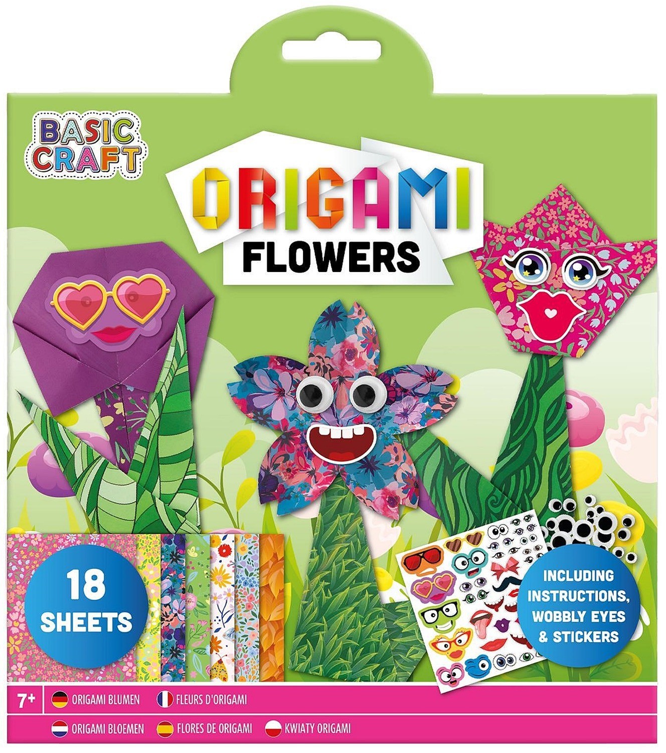 Творчески комплект за оригами Grafix - Цветя, със стикери, 18 листа | Ozone.bg
