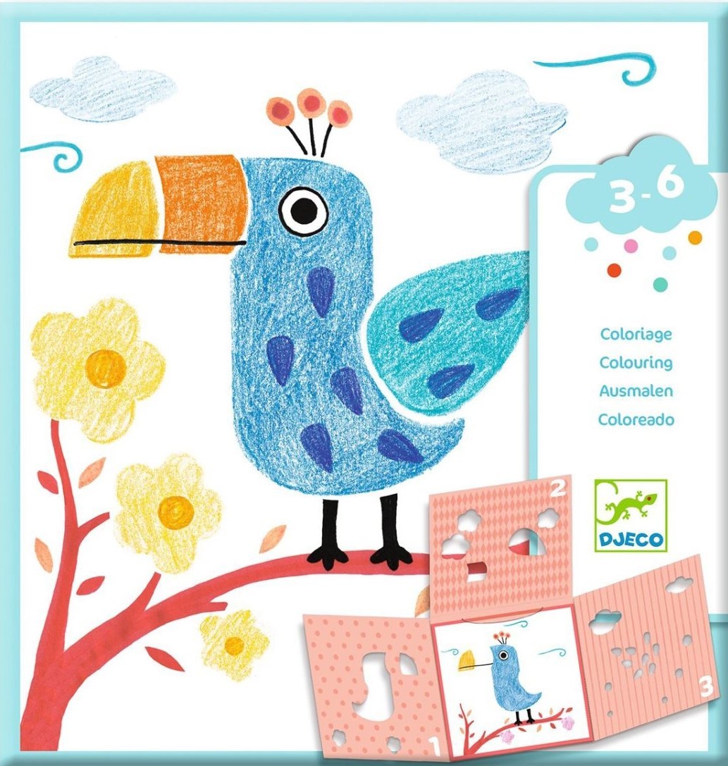 Творчески комплект за оцветяване Djeco - Шаблони с животни | Ozone.bg