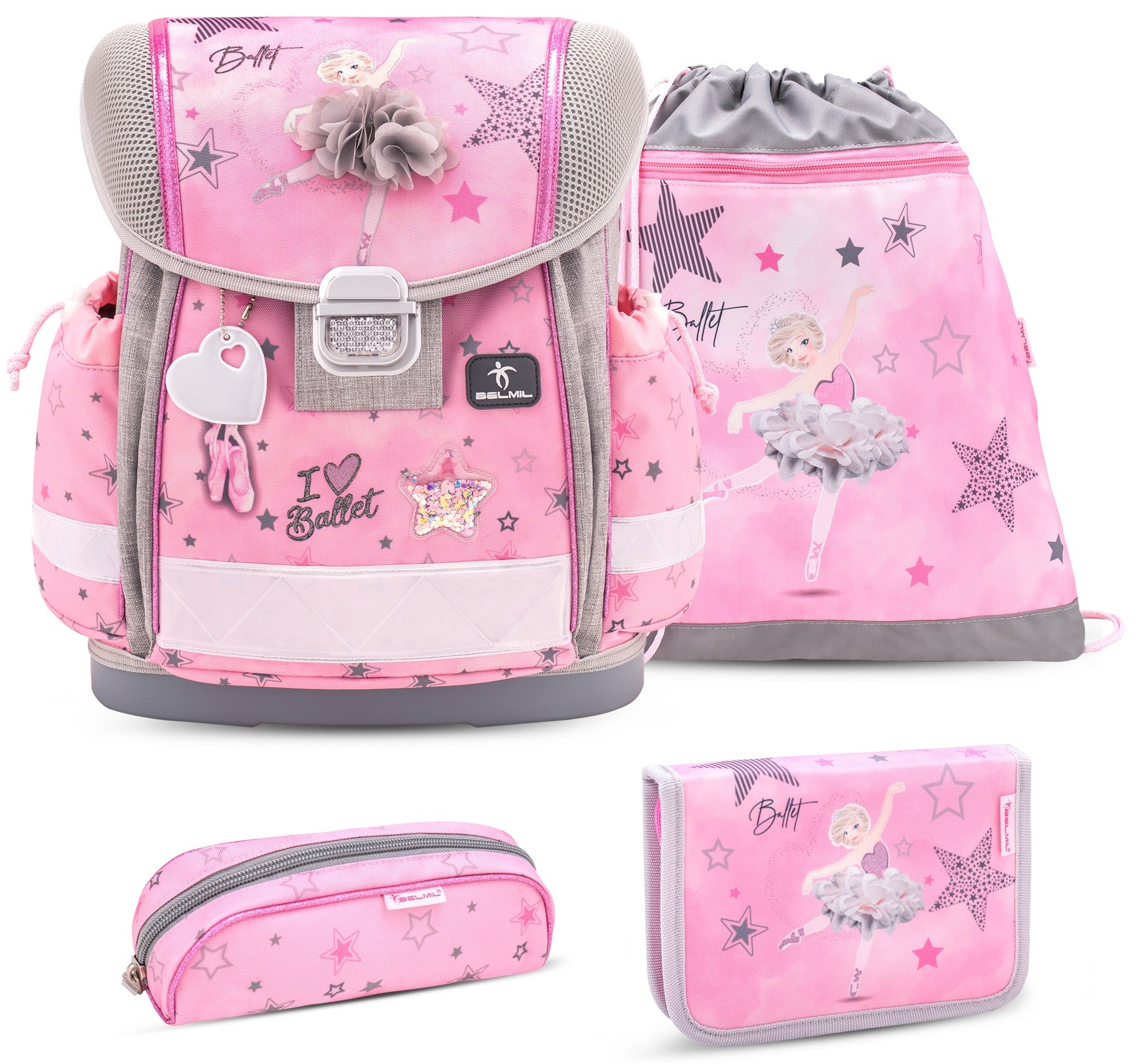 Ученически комплект Belmil - Ballet Light Pink, раница, два несесера и ...
