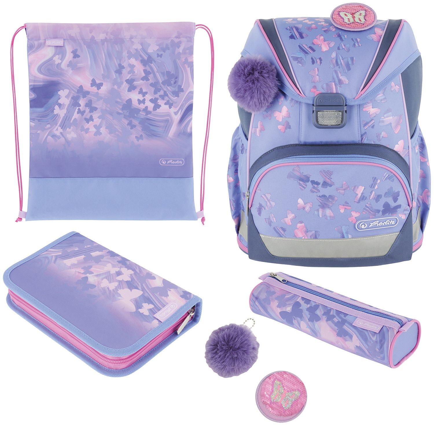 Ученически комплект Herlitz UltraLight Plus - Butterfly Paradise, 4 ...
