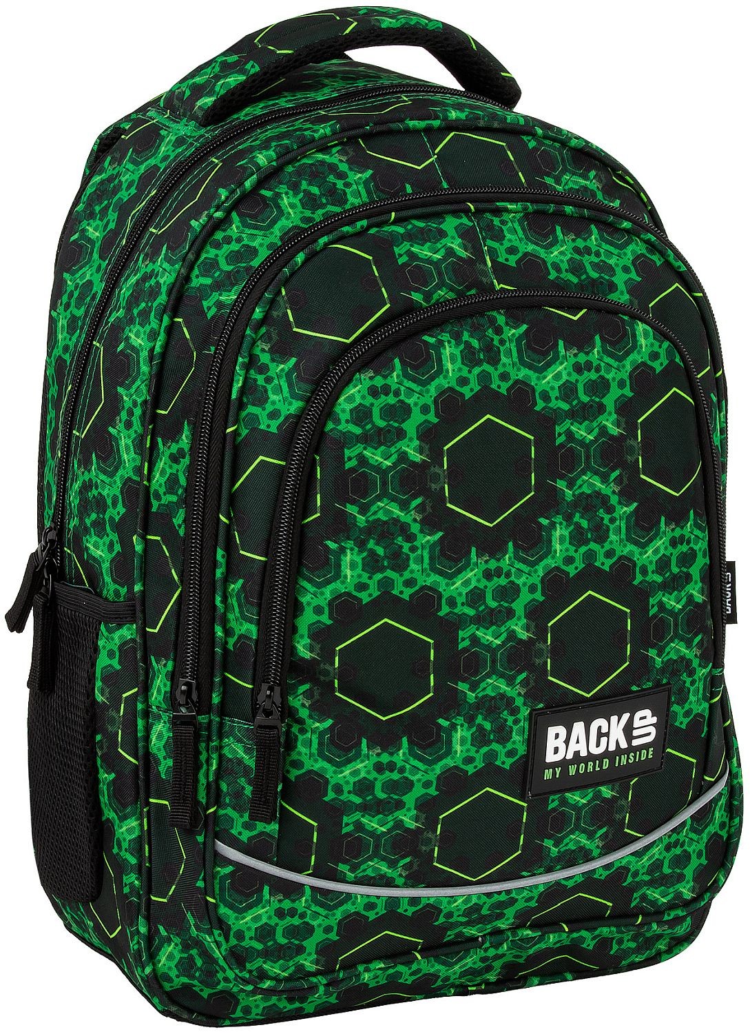 Ученическа раница Back Up X - Green Molecules, с 2 отделения | Ozone.bg