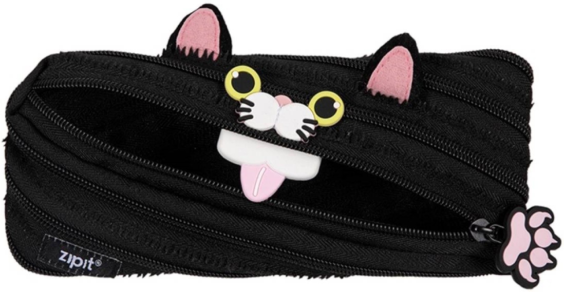 Ученически несесер Zipit - Cat, среден, черен | Ozone.bg