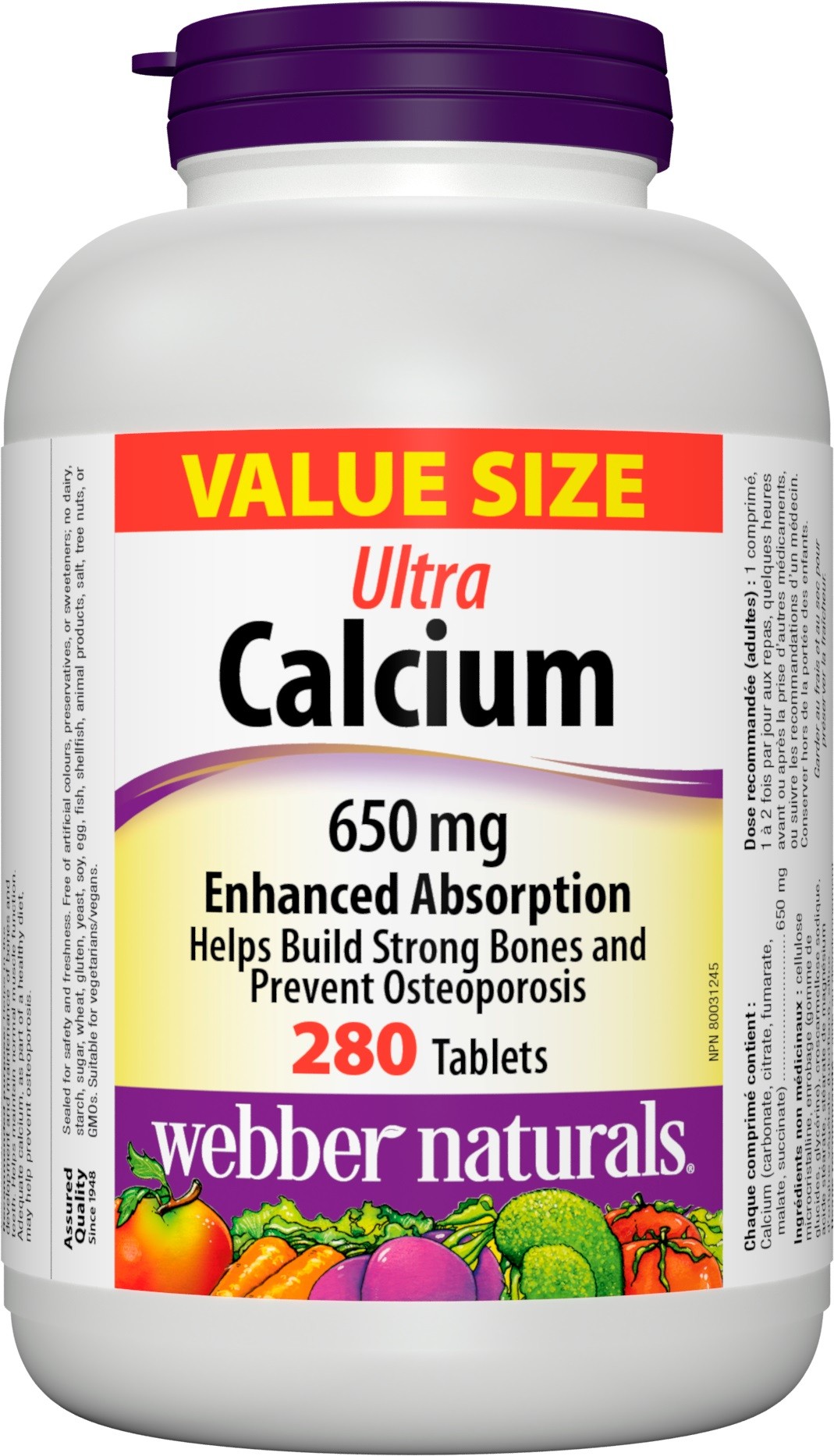 Ultra Calcium, 650 mg, 280 таблетки, Webber Naturals | Ozone.bg