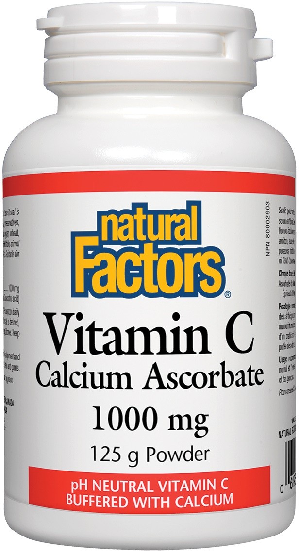 Vitamin C Calcium Ascorbate, 1000 mg, 125 g, Natural Factors | Ozone.bg