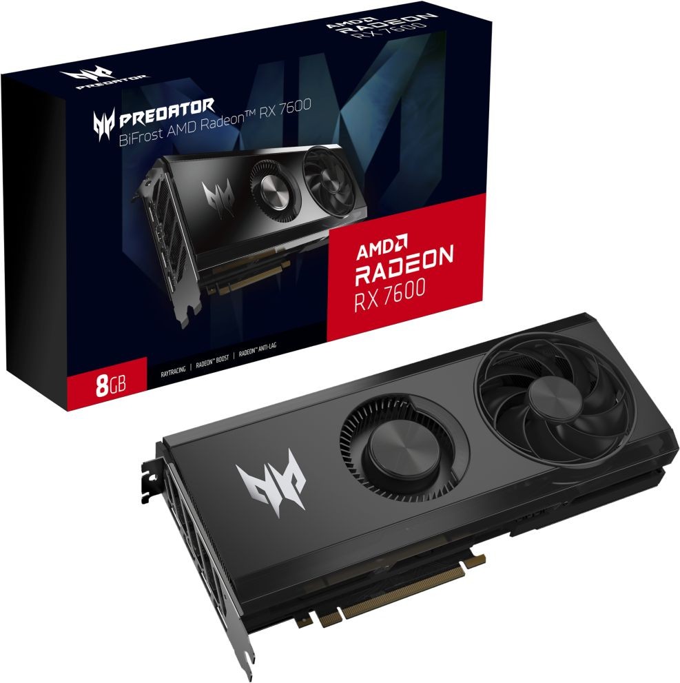 Видеокарта Acer - Radeon RX 7600 Predator BiFrost OC, 8GB, GDDR6 | Ozone.bg